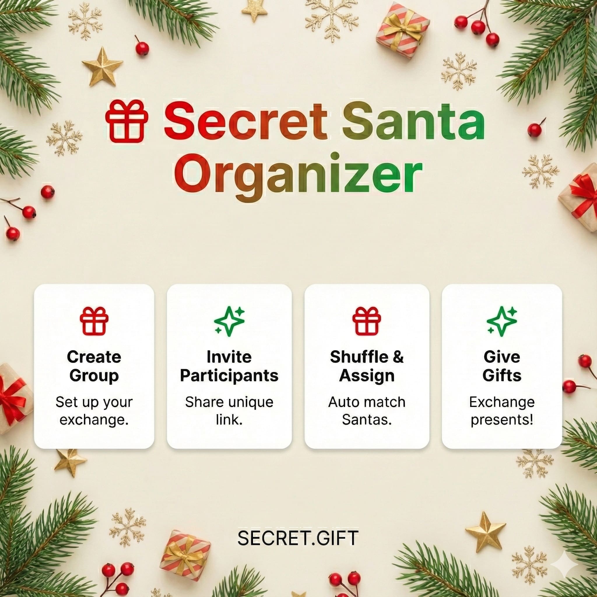 Secret Santa Generator | Easy Online Gift Exchange Organizer (No Email)